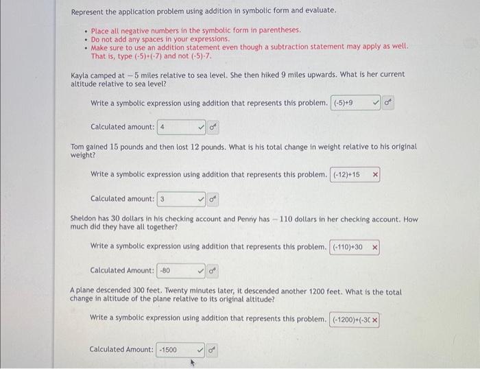 Solved Represent the application problem using addition in | Chegg.com