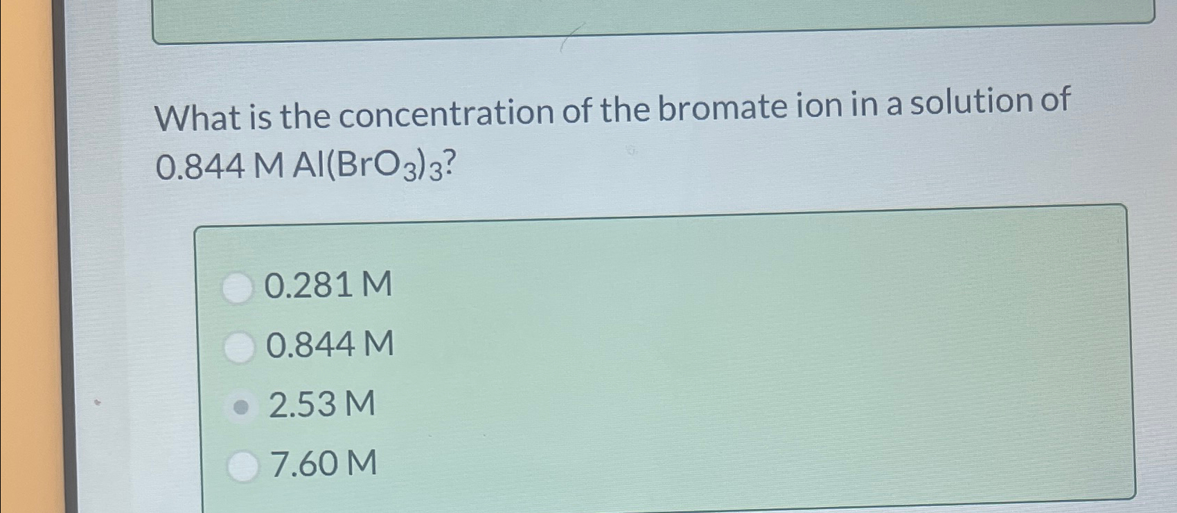 Solved What is the concentration of the bromate ion in a | Chegg.com