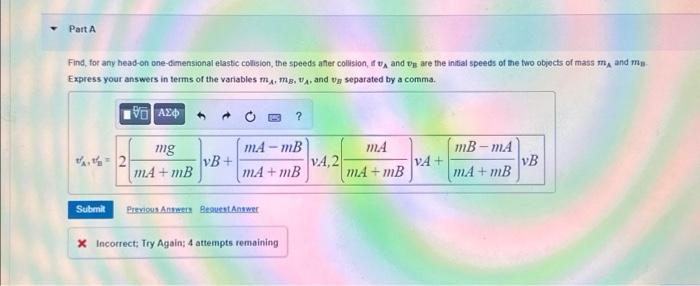 Solved Find, for any head-on one-dimensional elastic | Chegg.com