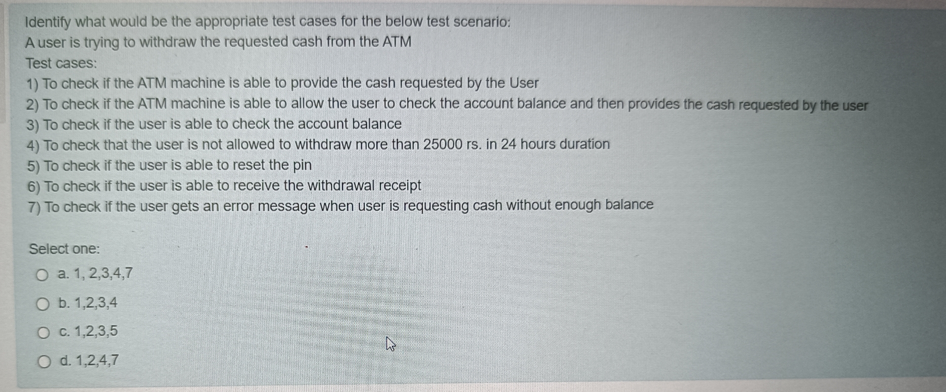 Solved Identify what would be the appropriate test cases for | Chegg.com