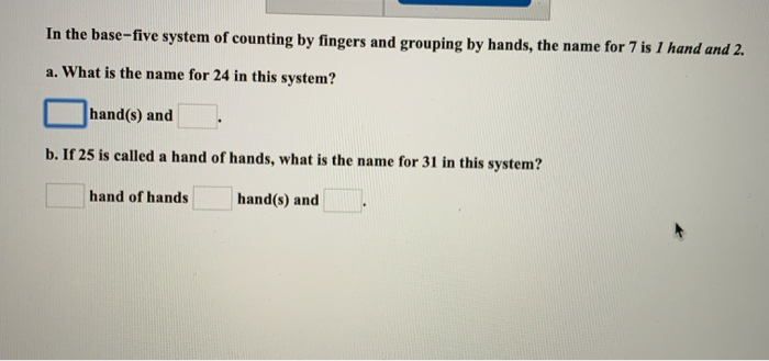 Solved In the base-five system of counting by fingers and | Chegg.com