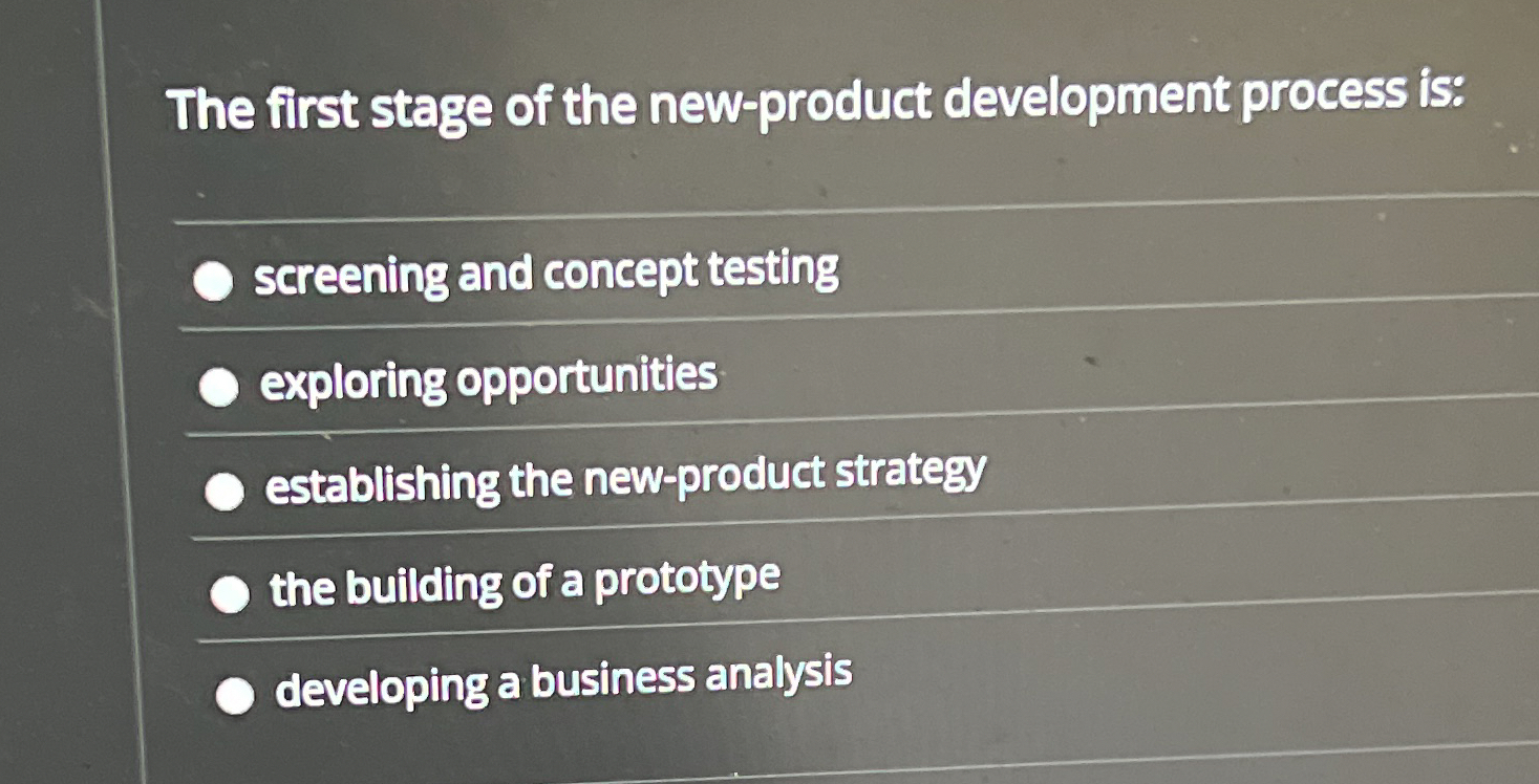 Solved The first stage of the new-product development | Chegg.com