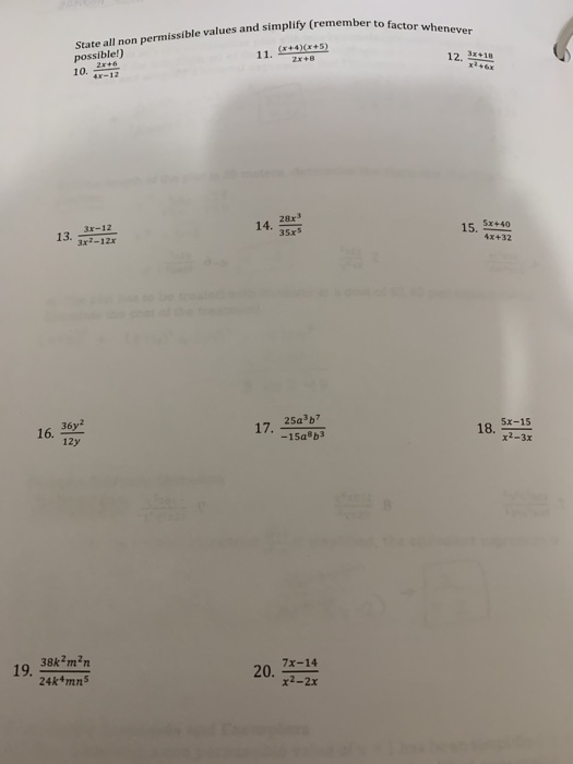 Solved State all non permissible values and simplify | Chegg.com