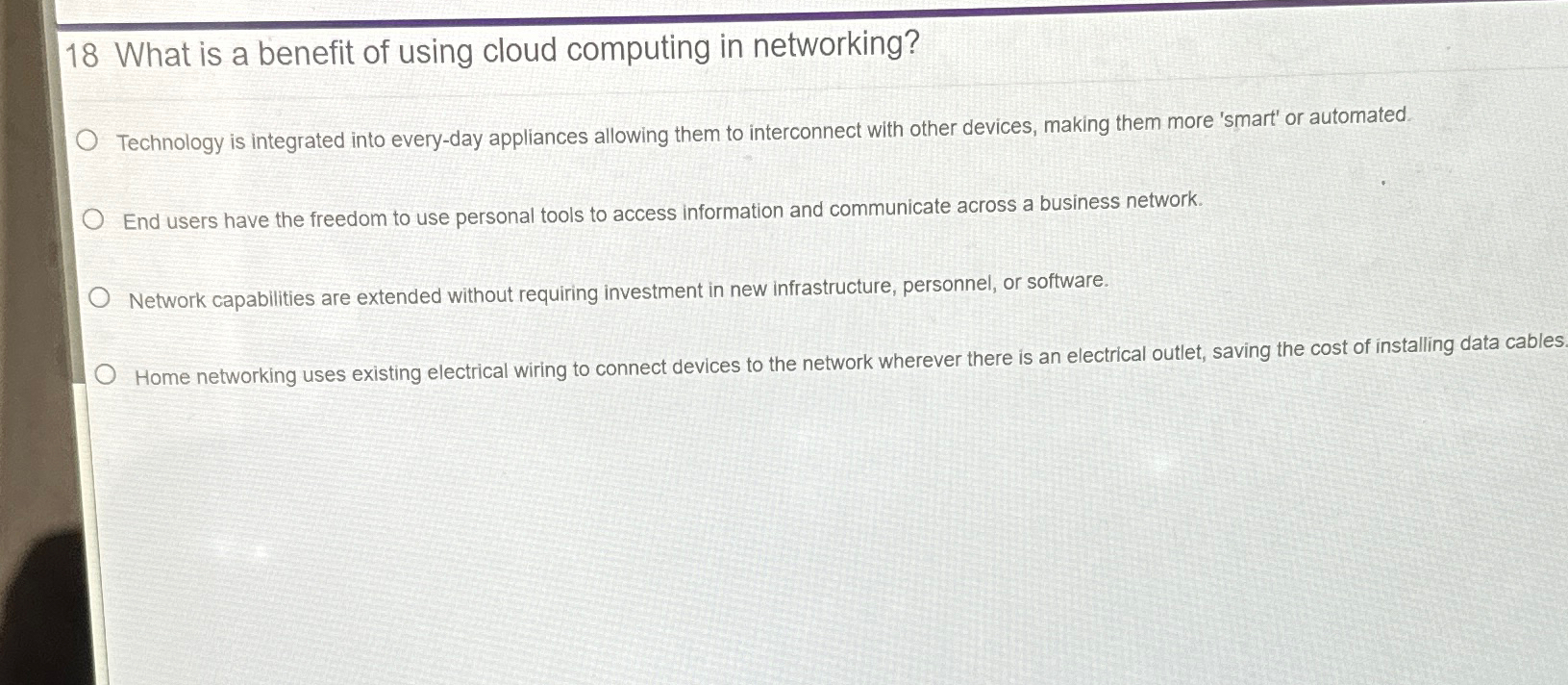 Solved 18 ﻿What is a benefit of using cloud computing in | Chegg.com