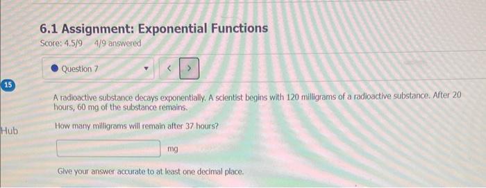 Solved 6.1 Assignment: Exponential Functions Score: 4.5/94/9 | Chegg.com