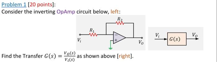 Solved Problem 1 [20 points]: Consider the inverting OpAmp | Chegg.com