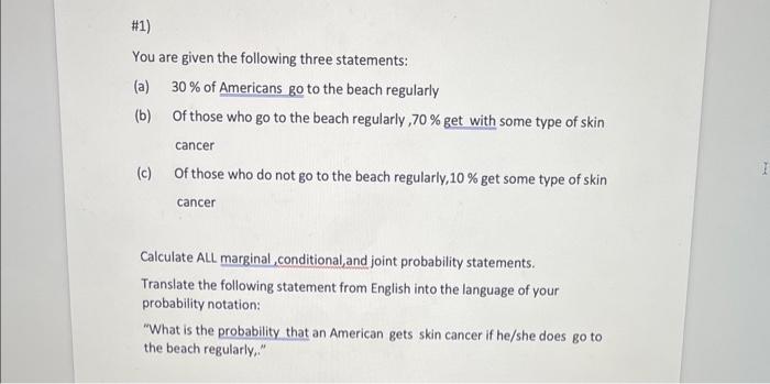 Solved \#1) You are given the following three statements: | Chegg.com