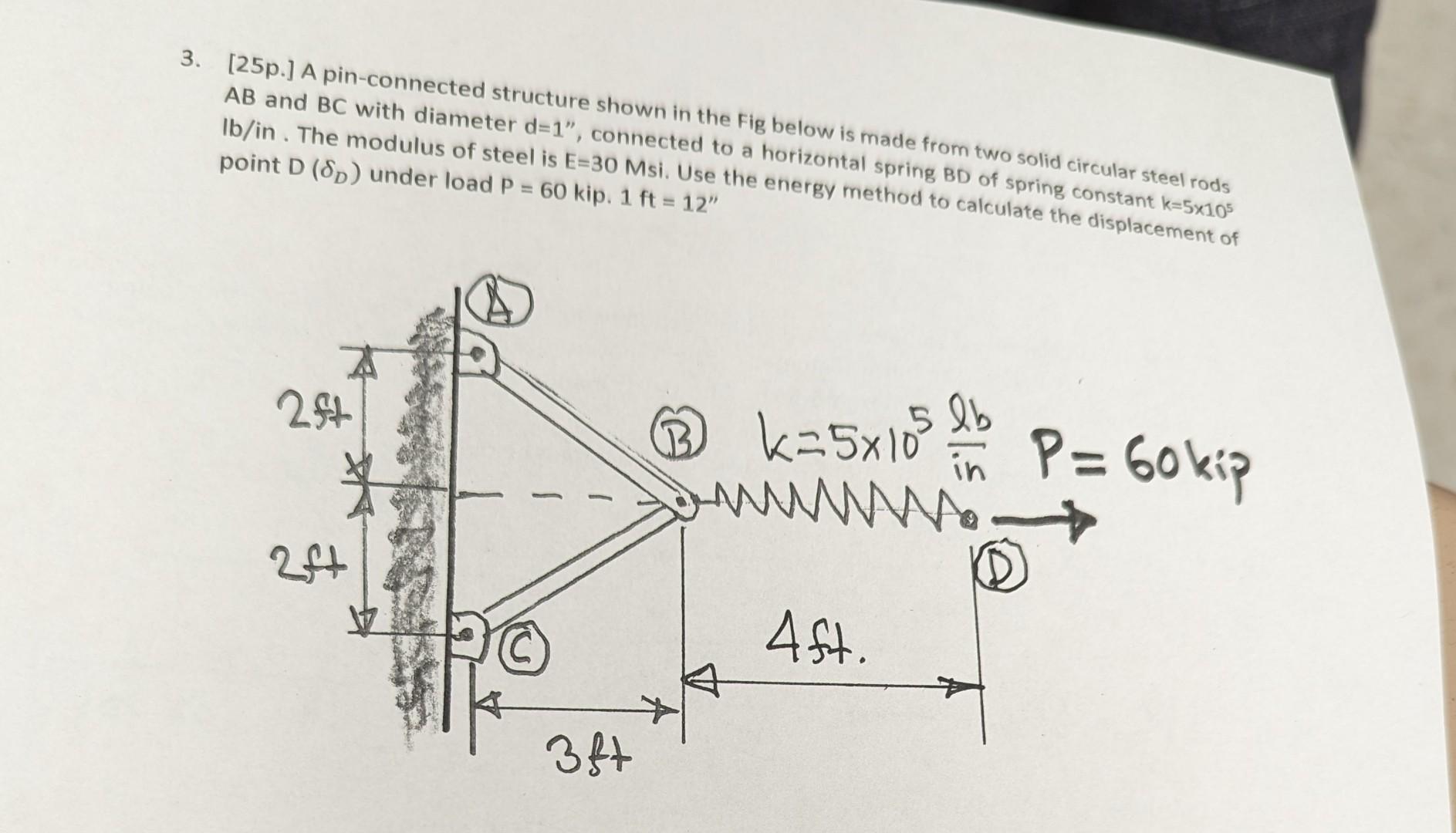 3. [25p.] A pin-connected structure shown in the Fig | Chegg.com