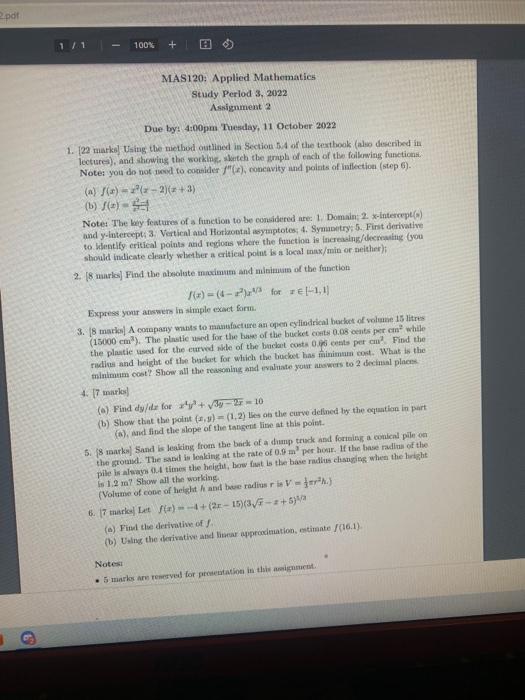 Solved 1. [22 marks] Using the nicthod outlined in Section | Chegg.com