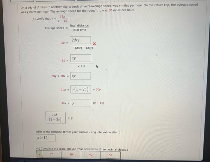 Solved On a trip of d miles to another city, a truck | Chegg.com