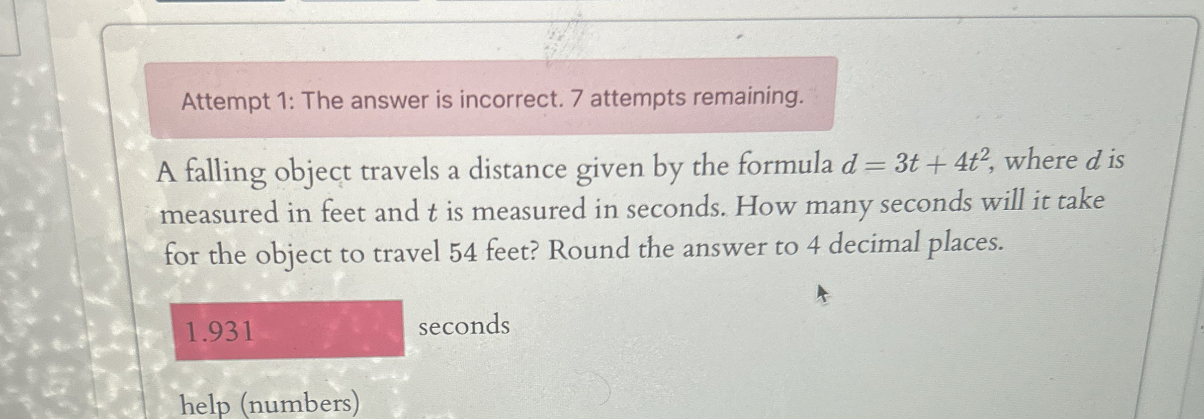 Solved Attempt 1: The answer is incorrect. 7 ﻿attempts | Chegg.com
