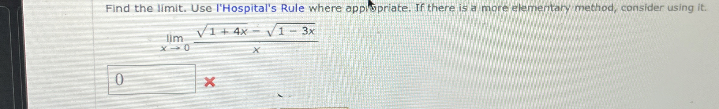 Solved Find the limit. ﻿Use I'Hospital's Rule where | Chegg.com