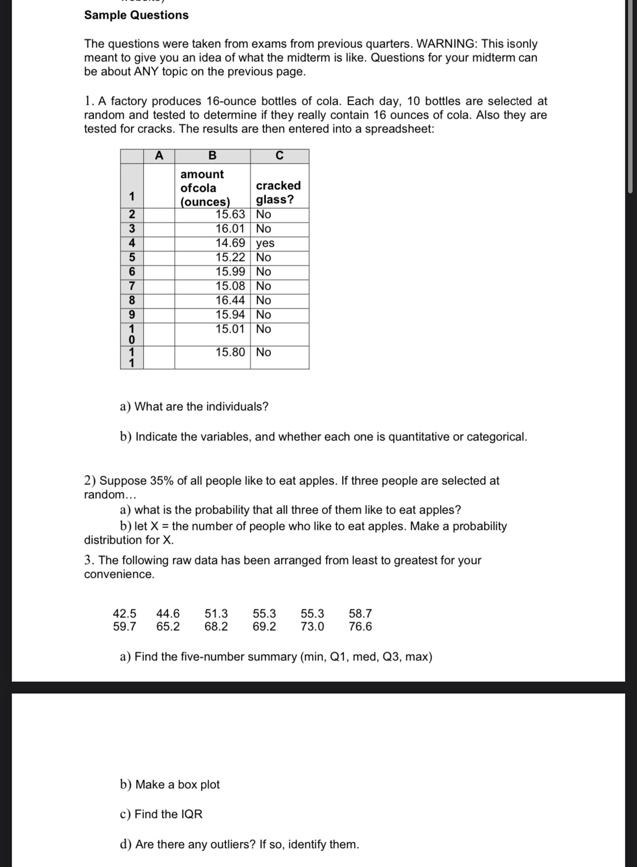 Solved Sample QuestionsThe questions were taken from exams | Chegg.com