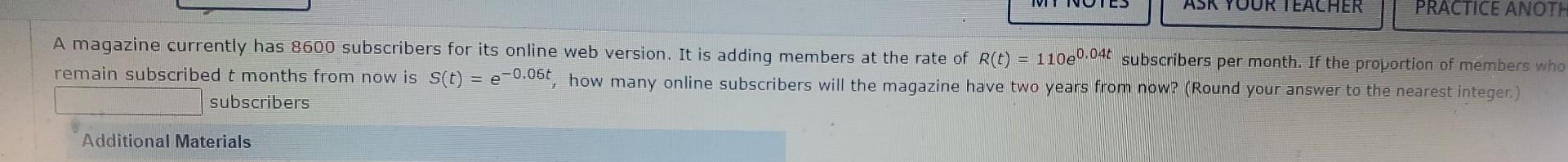 Solved subscribers Additional Materials eBook subscribers | Chegg.com
