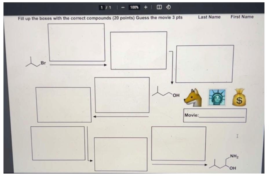 Solved Fill up the boxes with the correct compounds (20 | Chegg.com