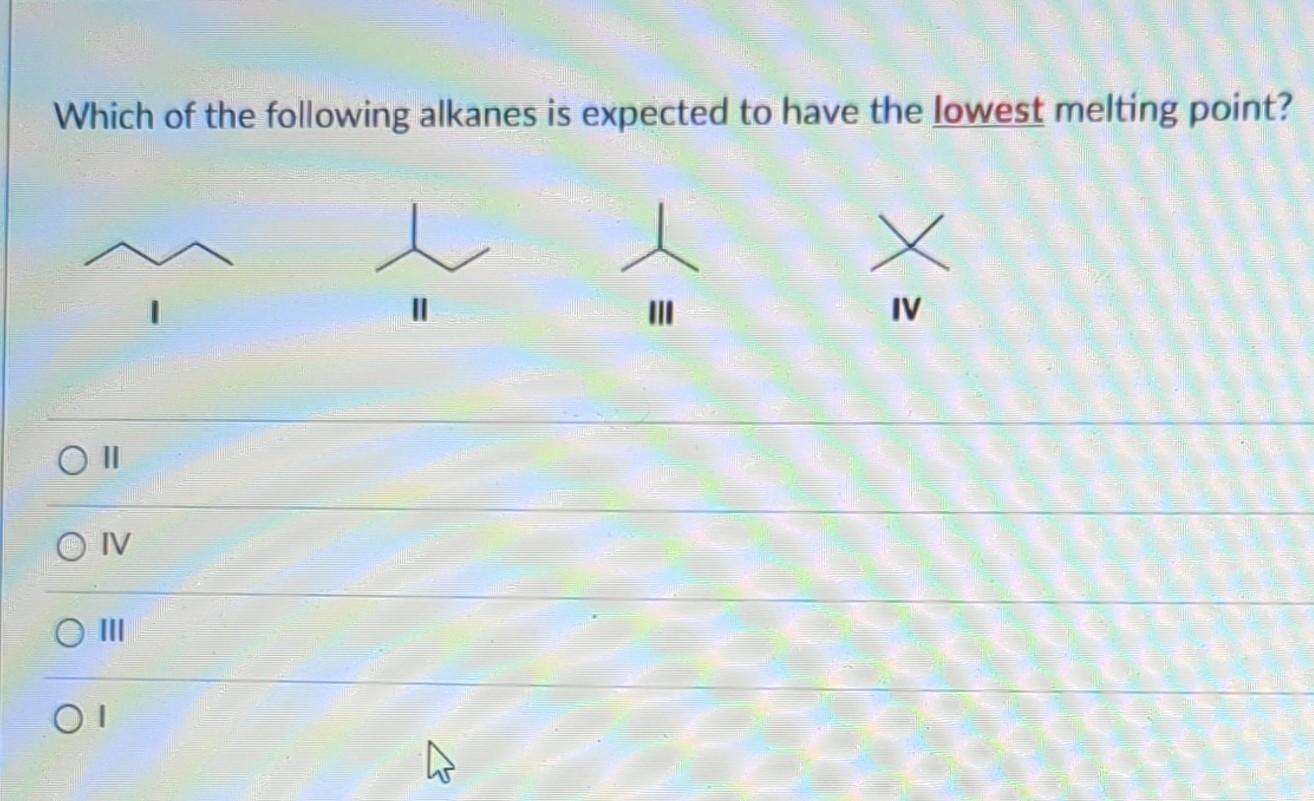 Solved Which of the following alkanes is expected to have | Chegg.com