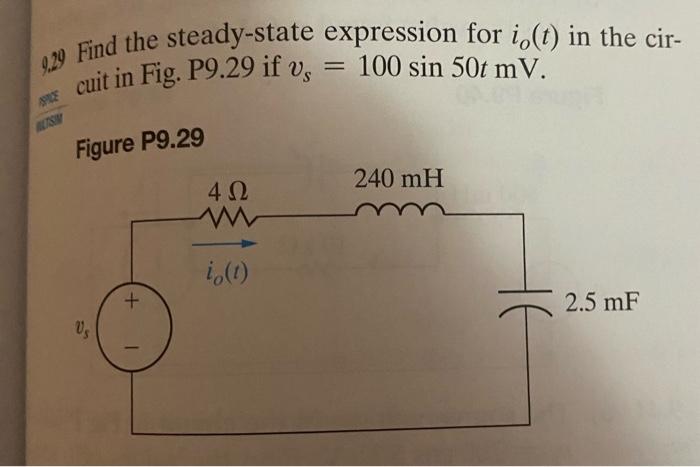 Solved Q.2) Find the steady-state expression for io(t) in | Chegg.com