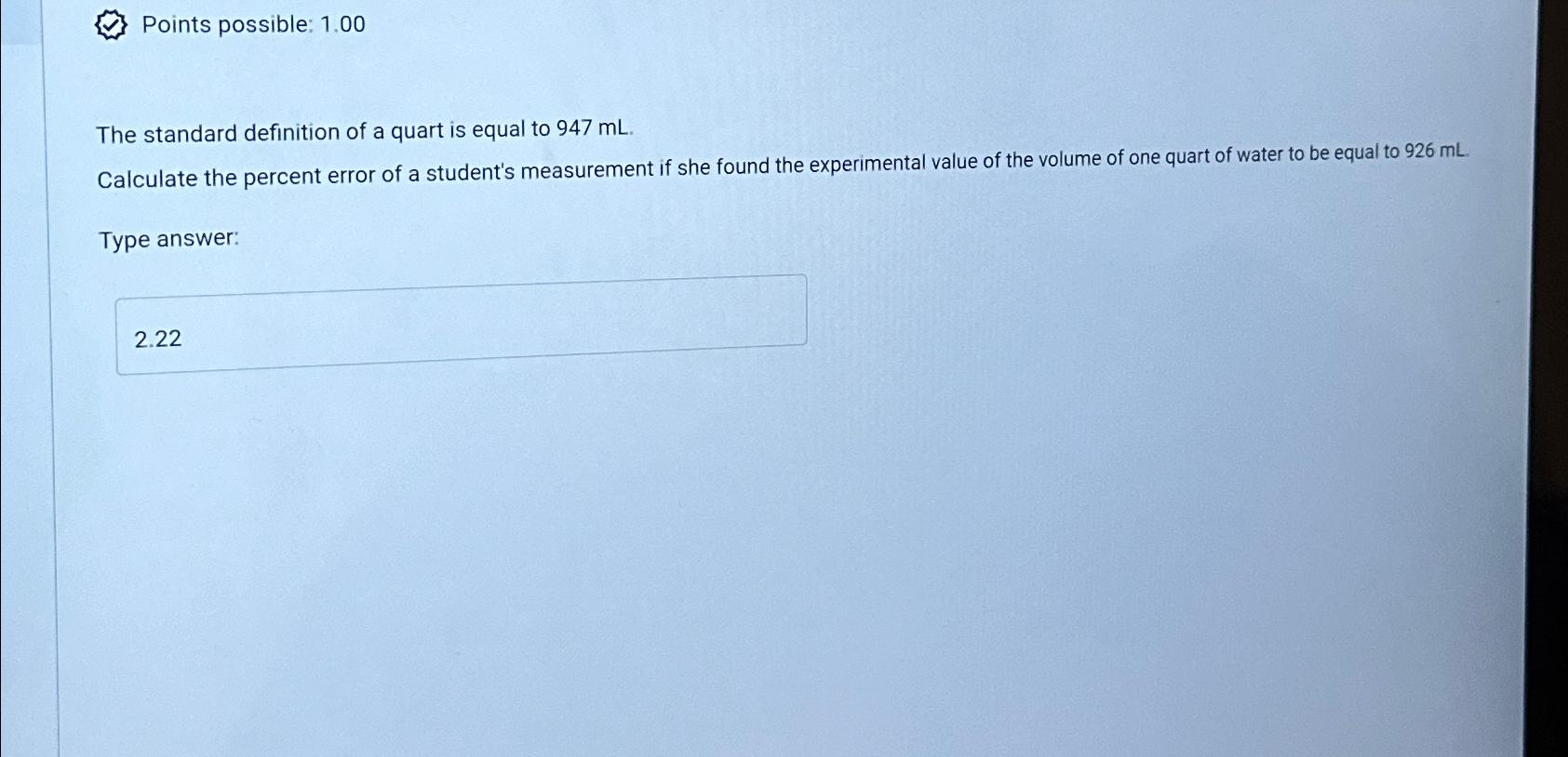 Solved Points possible: 1.00The standard definition of a | Chegg.com