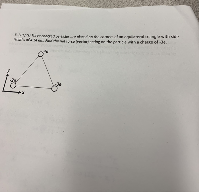 Solved 3. (10 pts) Three charged particles are placed on the | Chegg.com