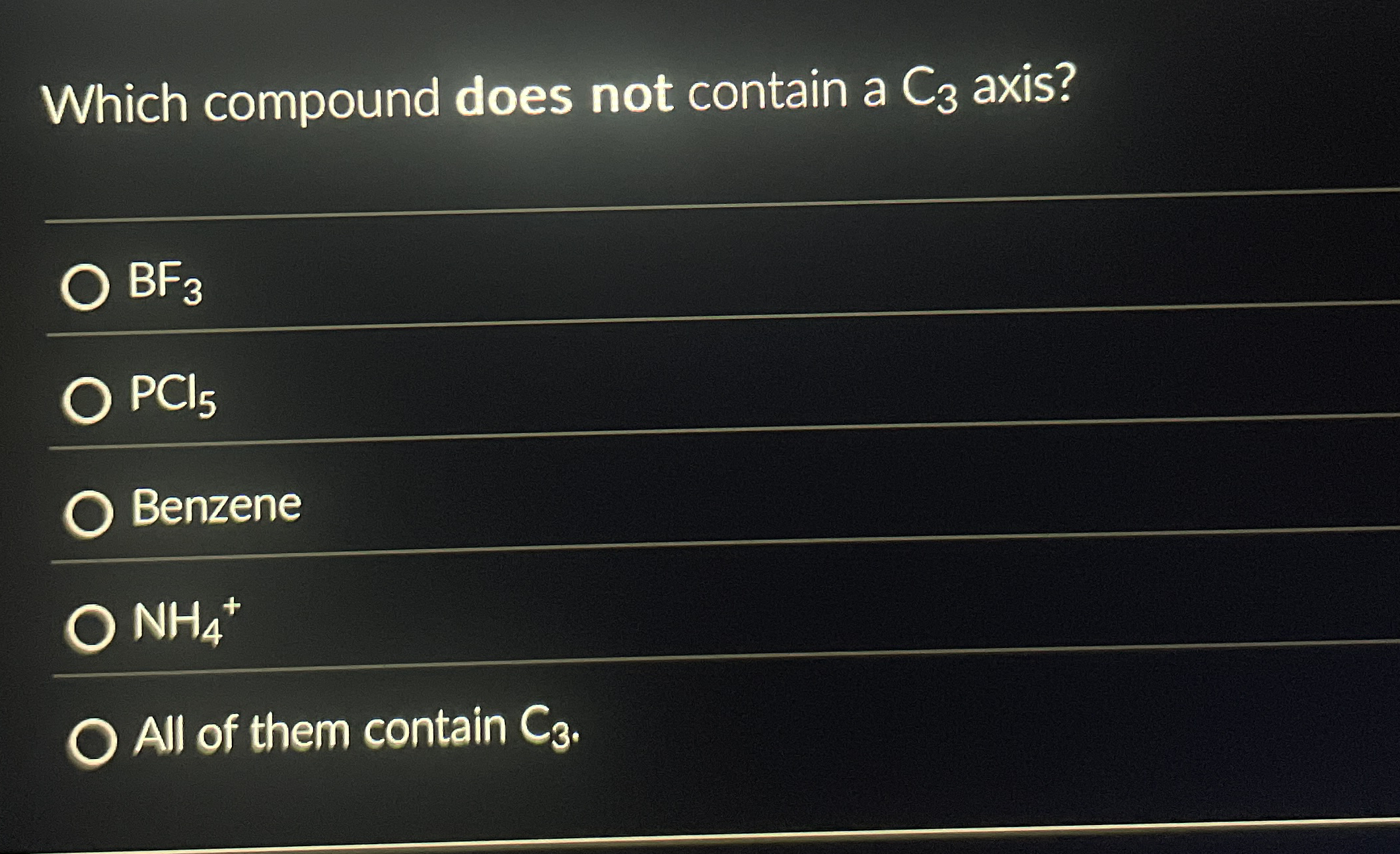 Solved Which compound does not contain a C3 | Chegg.com