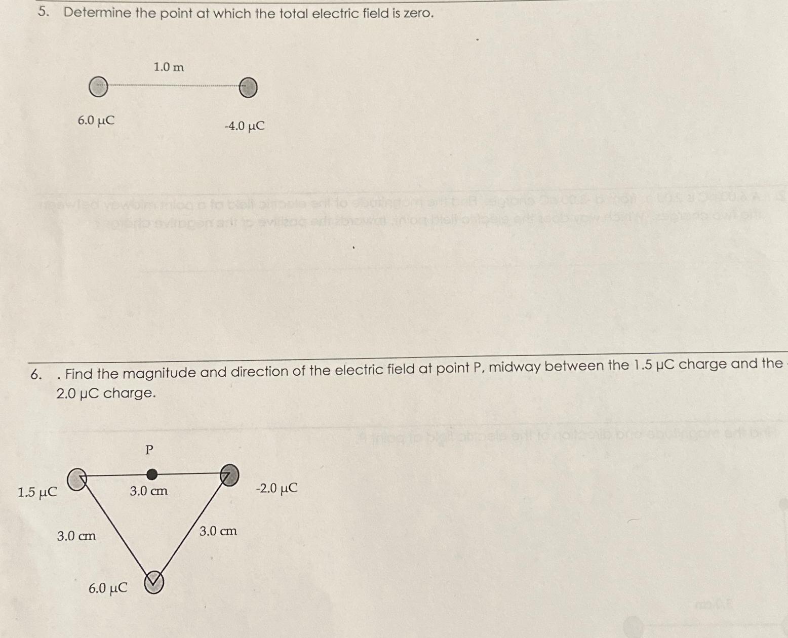 Solved Determine the point at which the total electric field | Chegg.com