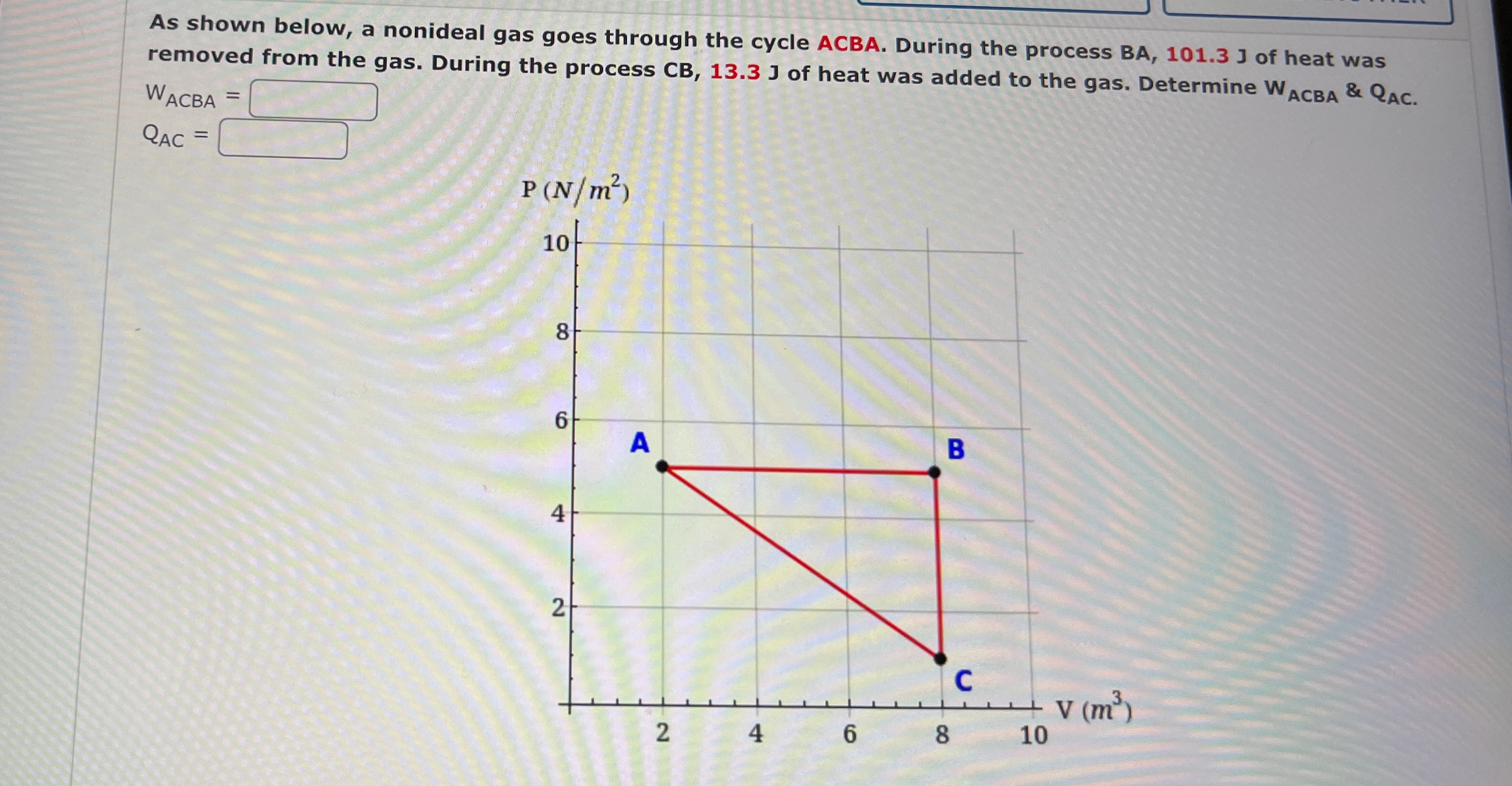 Solved As shown below, a nonideal gas goes through the cycle | Chegg.com