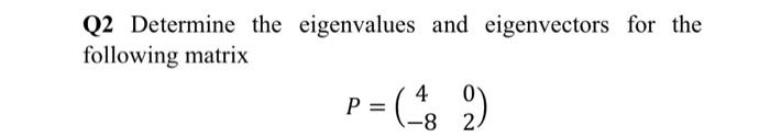 Solved Q2 Determine the eigenvalues and eigenvectors for the | Chegg.com