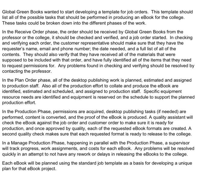 Solved Mini-Case Study: Defining Standard Projects at Global | Chegg.com