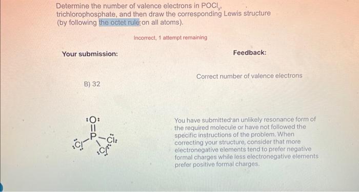 Solved Determine the number of valence electrons in POCl₃, | Chegg.com