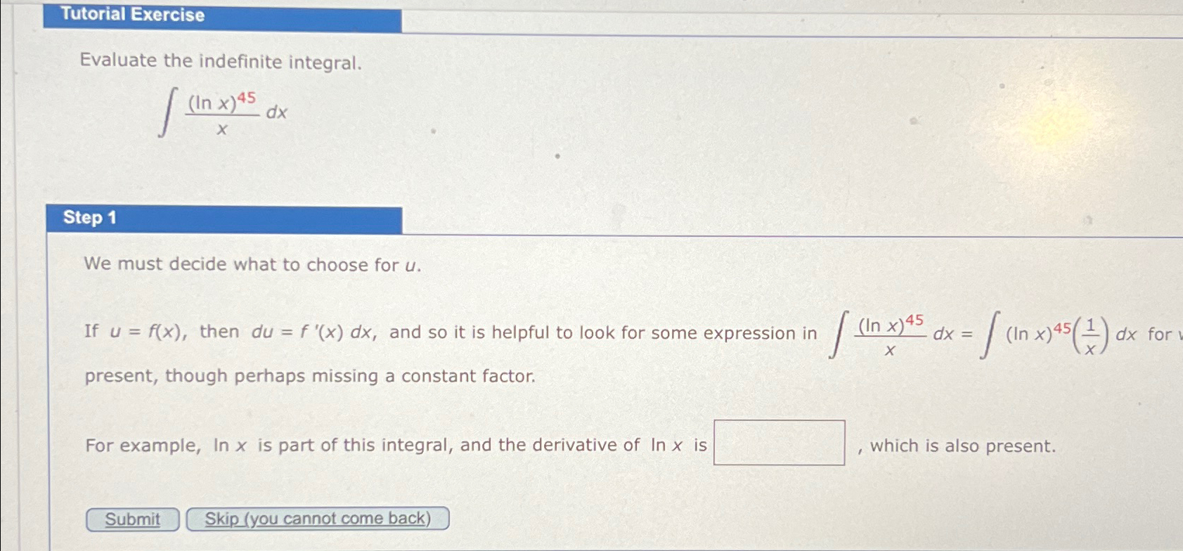 Solved Tutorial ExerciseEvaluate the indefinite | Chegg.com Solved Tutorial ExerciseEvaluate the indefinite | Chegg.com
