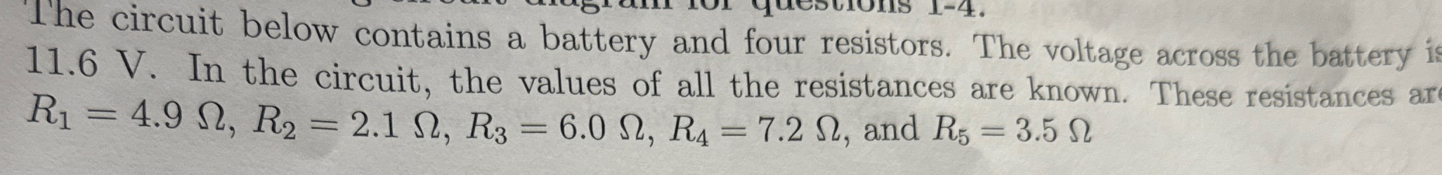 Solved The circuit below contains a battery and four | Chegg.com