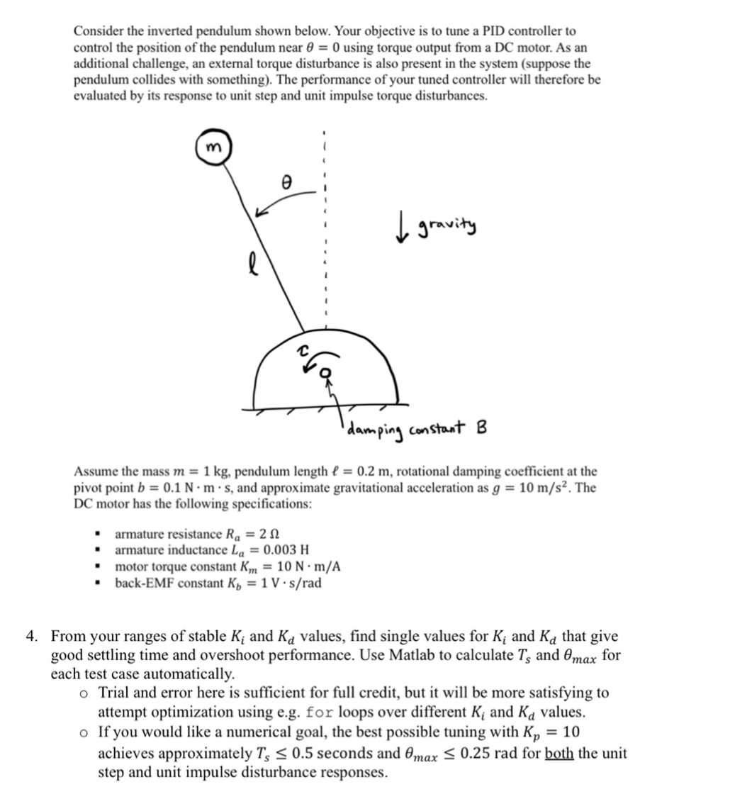 Consider the inverted pendulum shown below. Your | Chegg.com