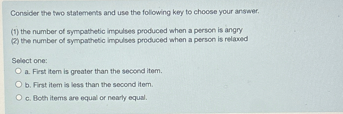 Solved Consider the two statements and use the following key | Chegg.com