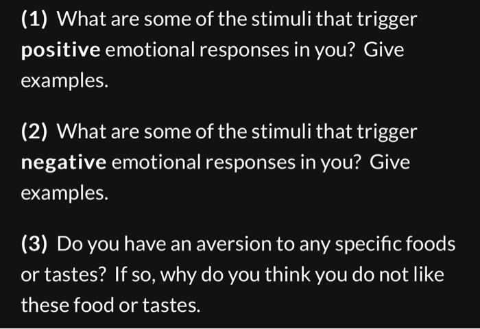 Solved (1) What are some of the stimuli that trigger | Chegg.com