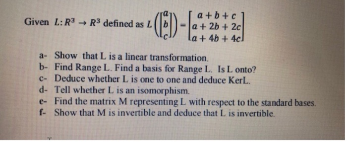 Solved Linear Transformation Tell whether the relation L: R? | Chegg.com