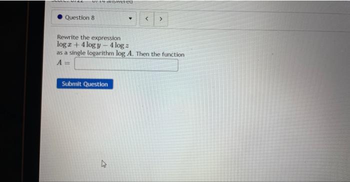 Solved Rewrite the expression logx+4logy−4logz as a single | Chegg.com