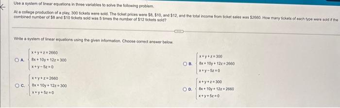 Solved Uso a system of linest equations in three variables | Chegg.com