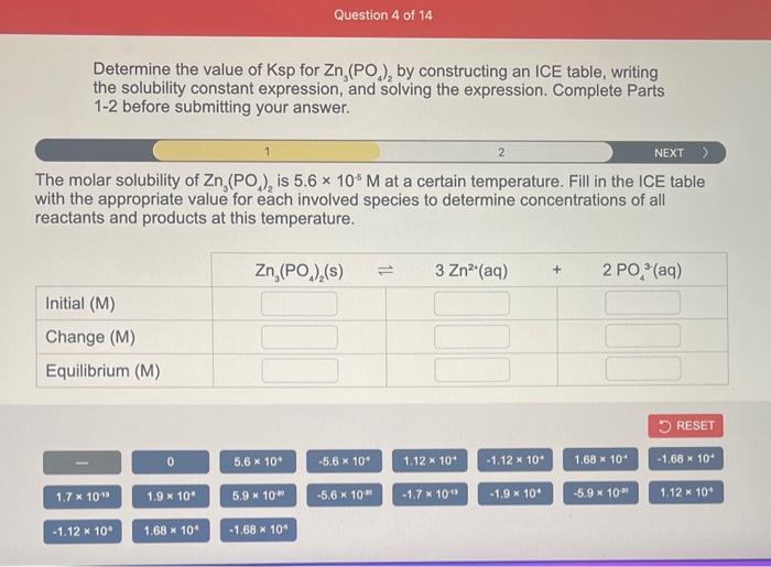 Solved Determine the value of Ksp for Zn3(PO4)2 by | Chegg.com