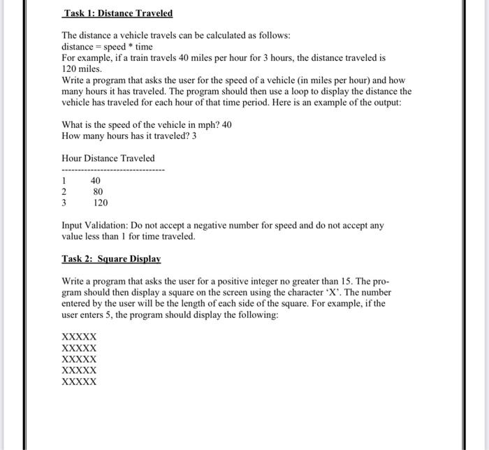 Solved Task 1: Distance Traveled The distance a vehicle | Chegg.com