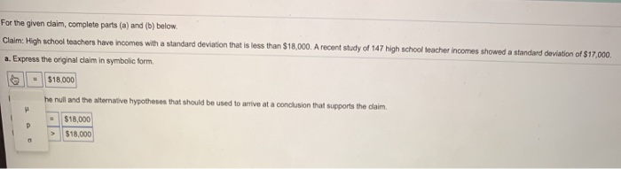 Solved For the given claim, complete parts (a) and (b) | Chegg.com
