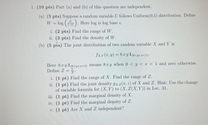 Solved (10 pts) Part (a) and (b) of this question are | Chegg.com