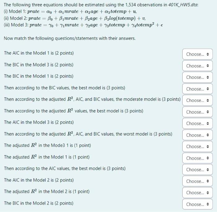 Solved The following three equations should be estimated | Chegg.com