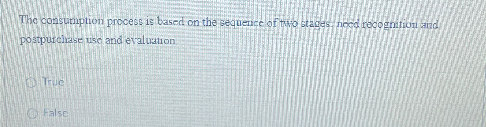Solved The consumption process is based on the sequence of | Chegg.com