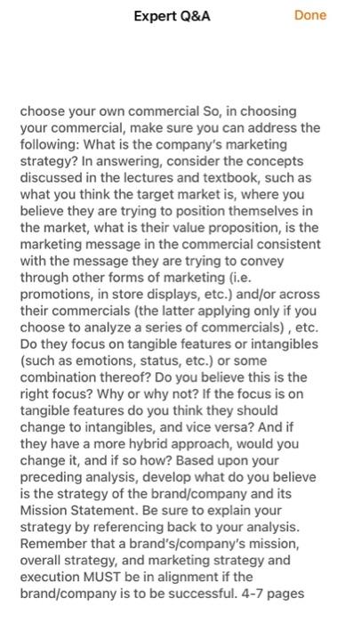 choose your own commercial So, in choosing your | Chegg.com