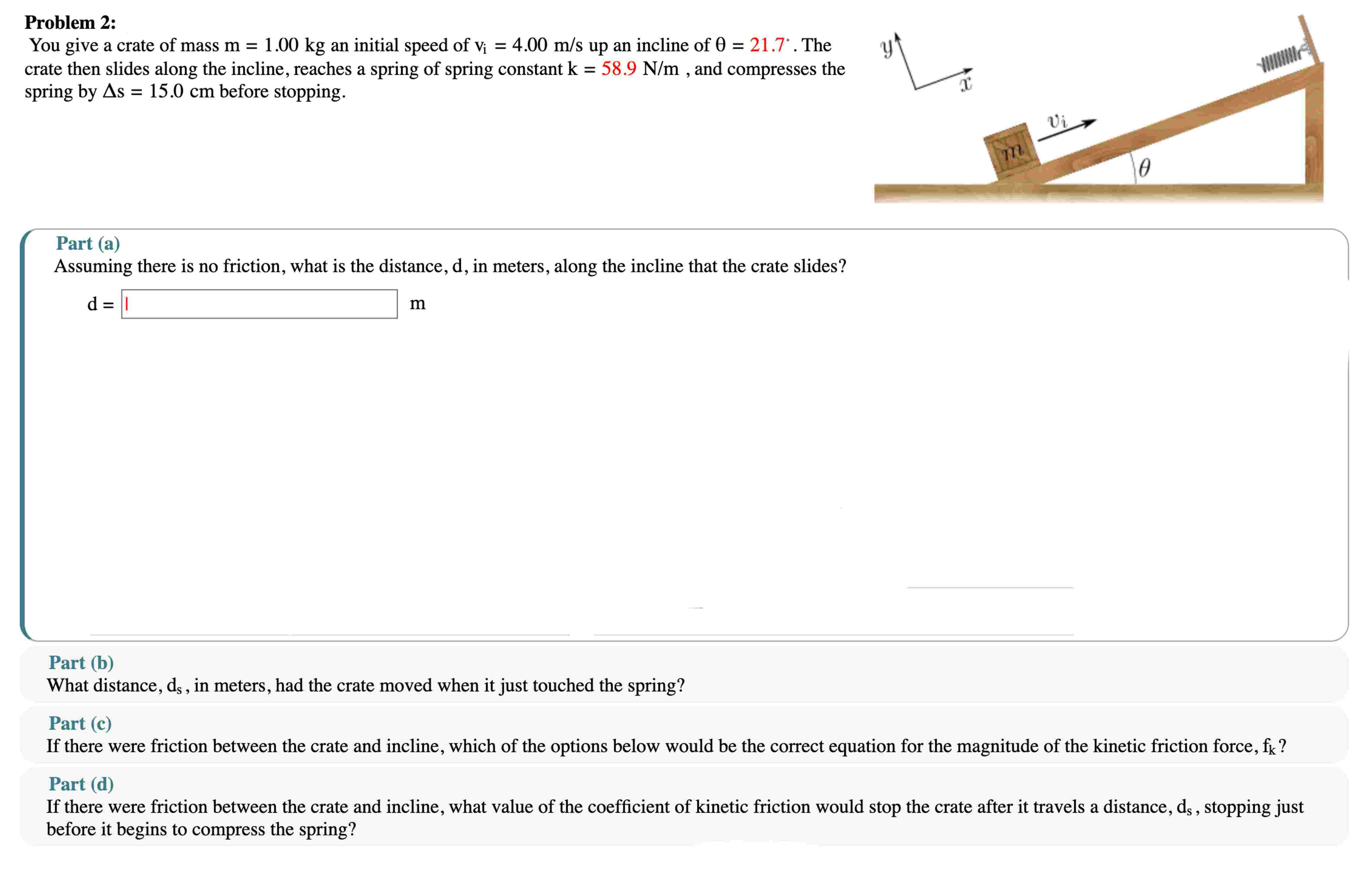 Solved Problem 2:You give a crate of ﻿mass m=1.00kg an | Chegg.com