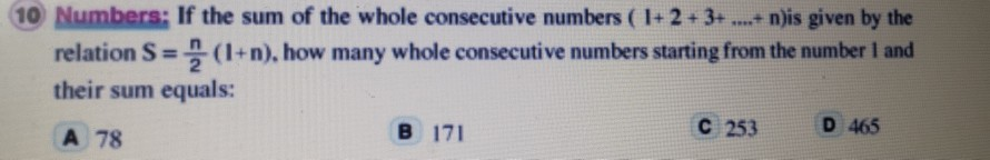 Solved 10 Numbers: If the sum of the whole consecutive | Chegg.com