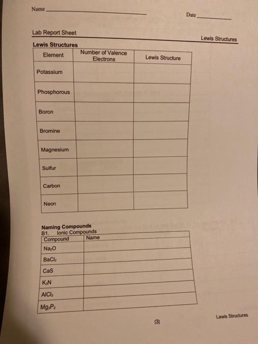 Solved Name Date Lab Report Sheet Lewis Structures Lewis | Chegg.com Solved Name Date Lab Report Sheet Lewis Structures Lewis | Chegg.com