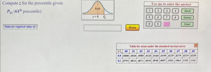 Solved Compute z for the percentile given: P61(61th | Chegg.com Solved Compute z for the percentile given: P61(61th | Chegg.com