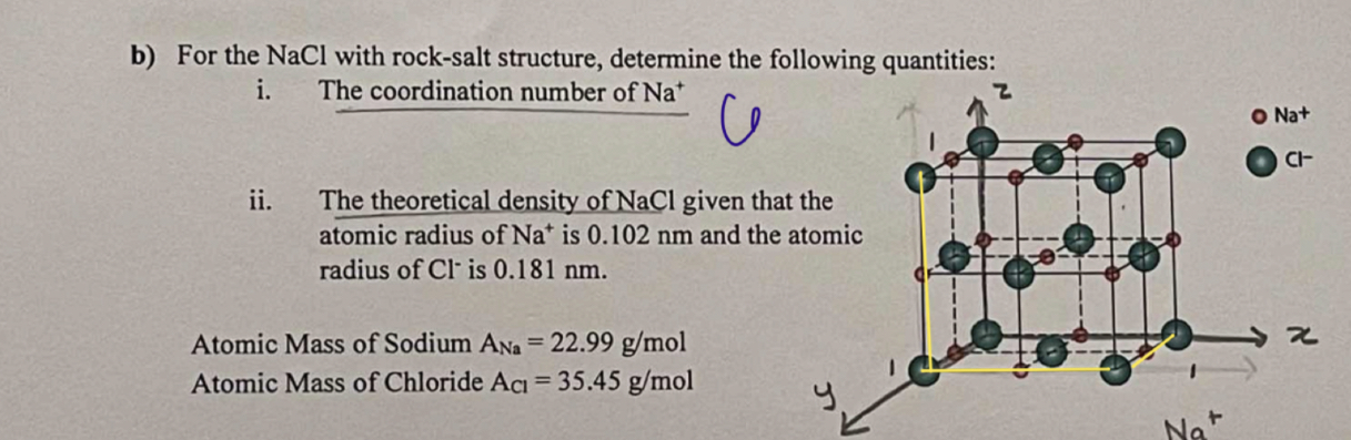 b) ﻿For the NaCl with rock-salt structure, determine | Chegg.com