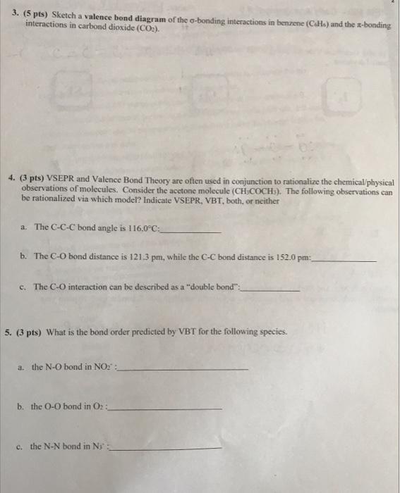 Solved 3. (5 pts) Sketch a valence bond diagram of the | Chegg.com